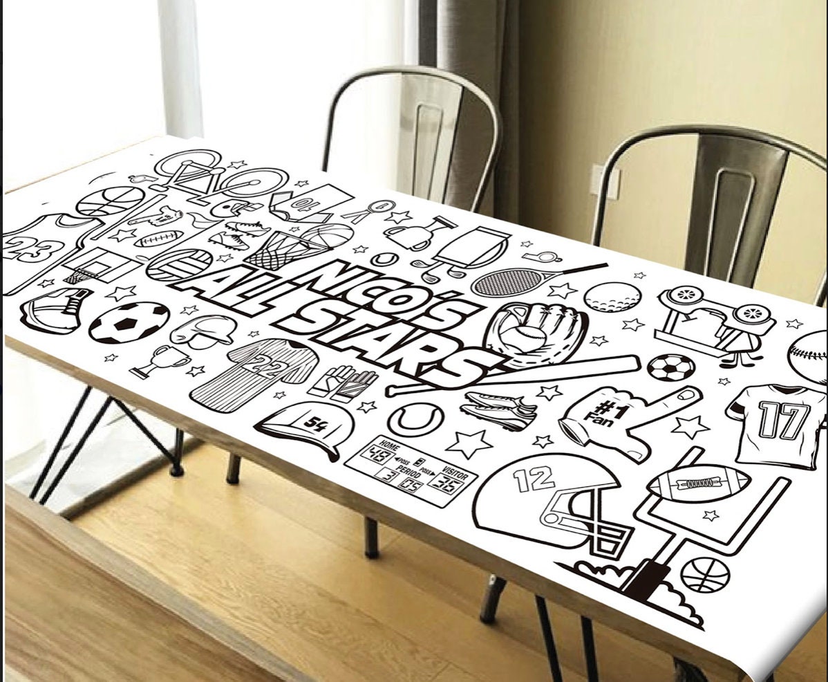 LARGE All-star Sports Birthday Coloring Sheet Customized - Etsy