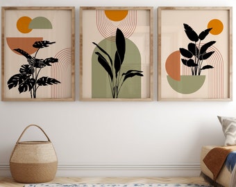 Set of 3 Prints, Boho Botanical Art Set, Boho Art Set, Botanical House ...