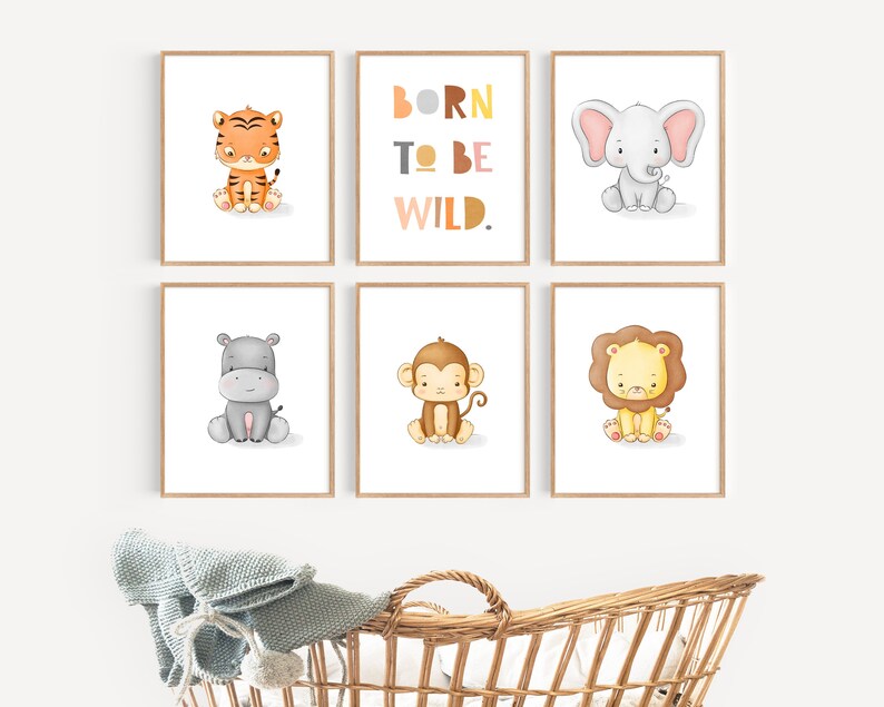 Zoo Animals Nursery Prints Set of 6, Digital Download, Gender Neutral ...