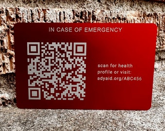 Medical Alert Card Medical ID Card Personalized Medical - Etsy