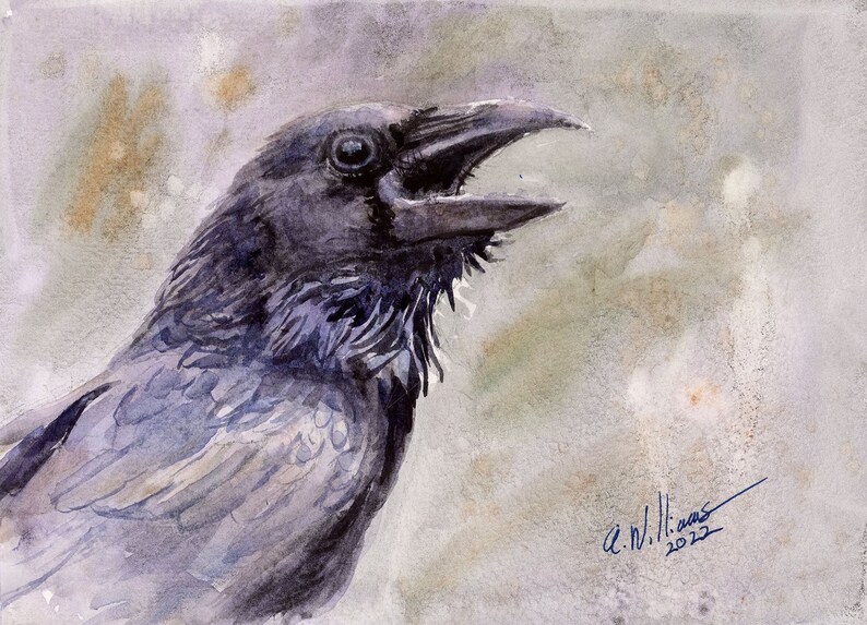 Raven Call Watercolor Painting - Etsy