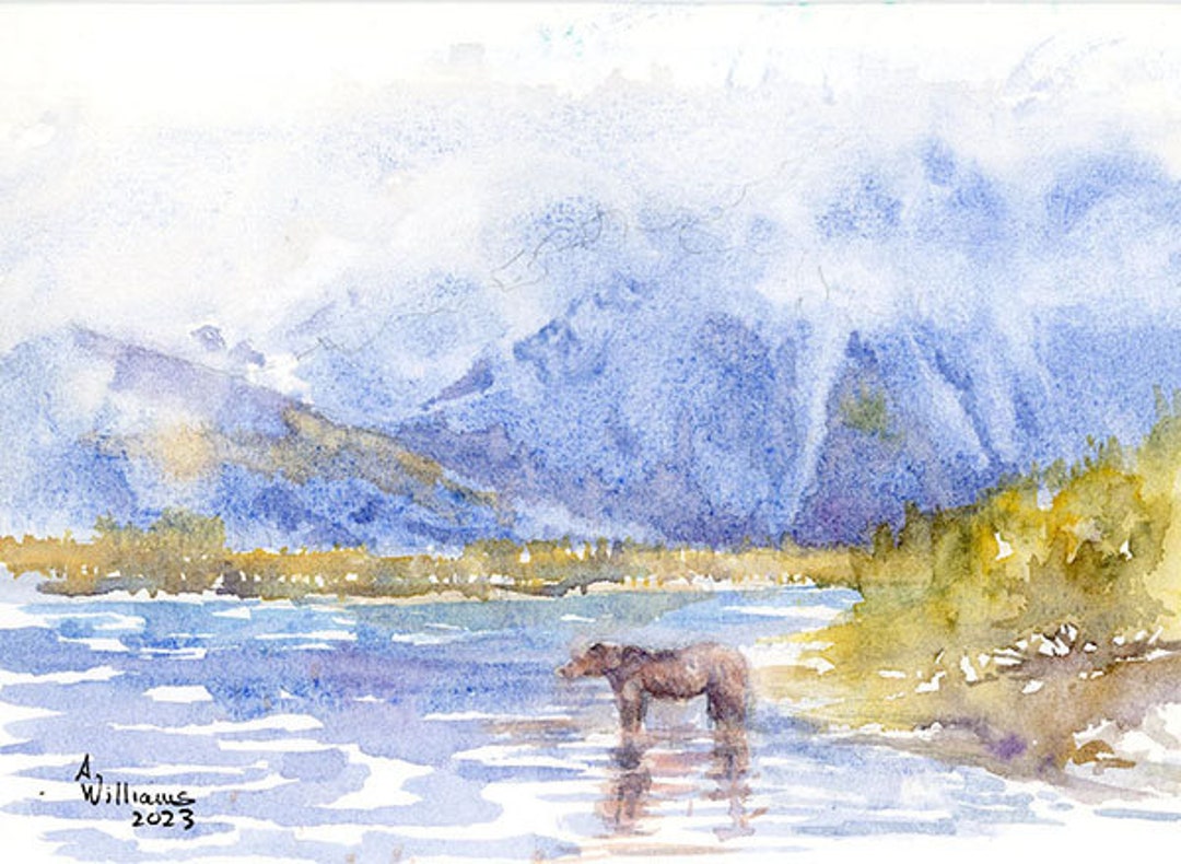 Waiting in Alaska Watercolor Painting - Etsy
