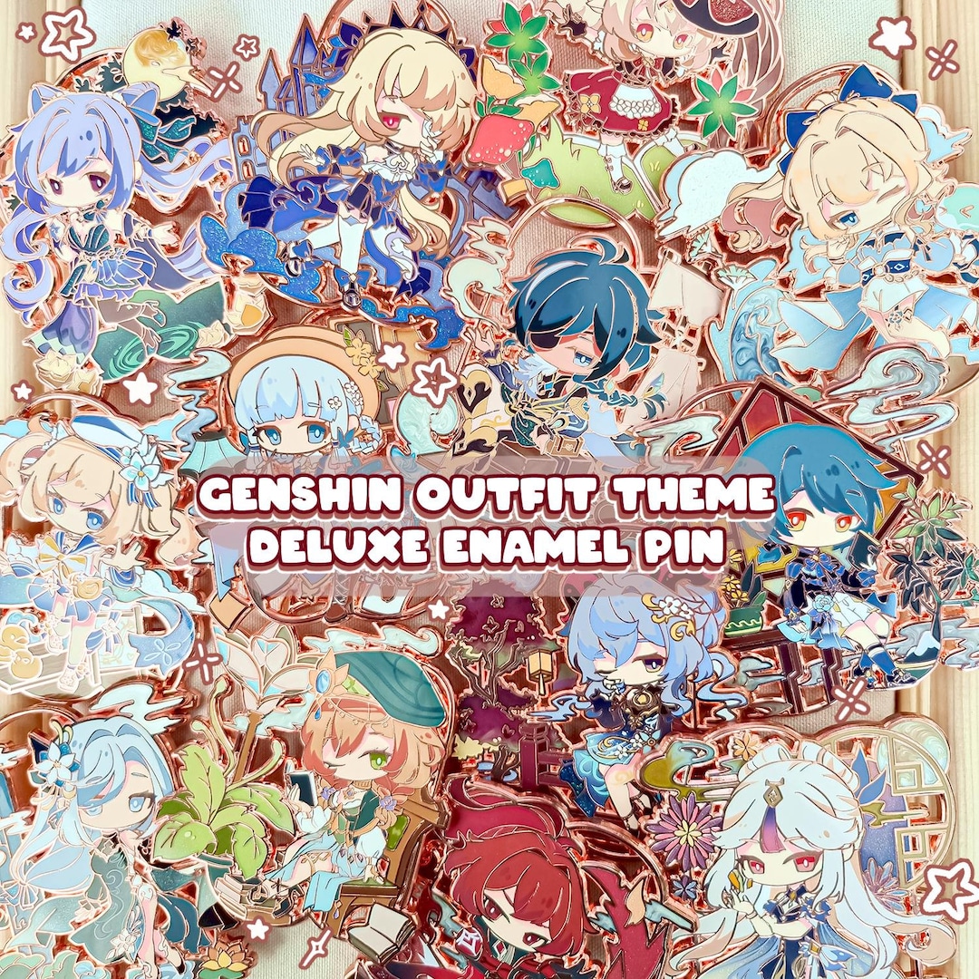 Genshin Impact Deluxe Enamel Pin + Sticker Set - Etsy