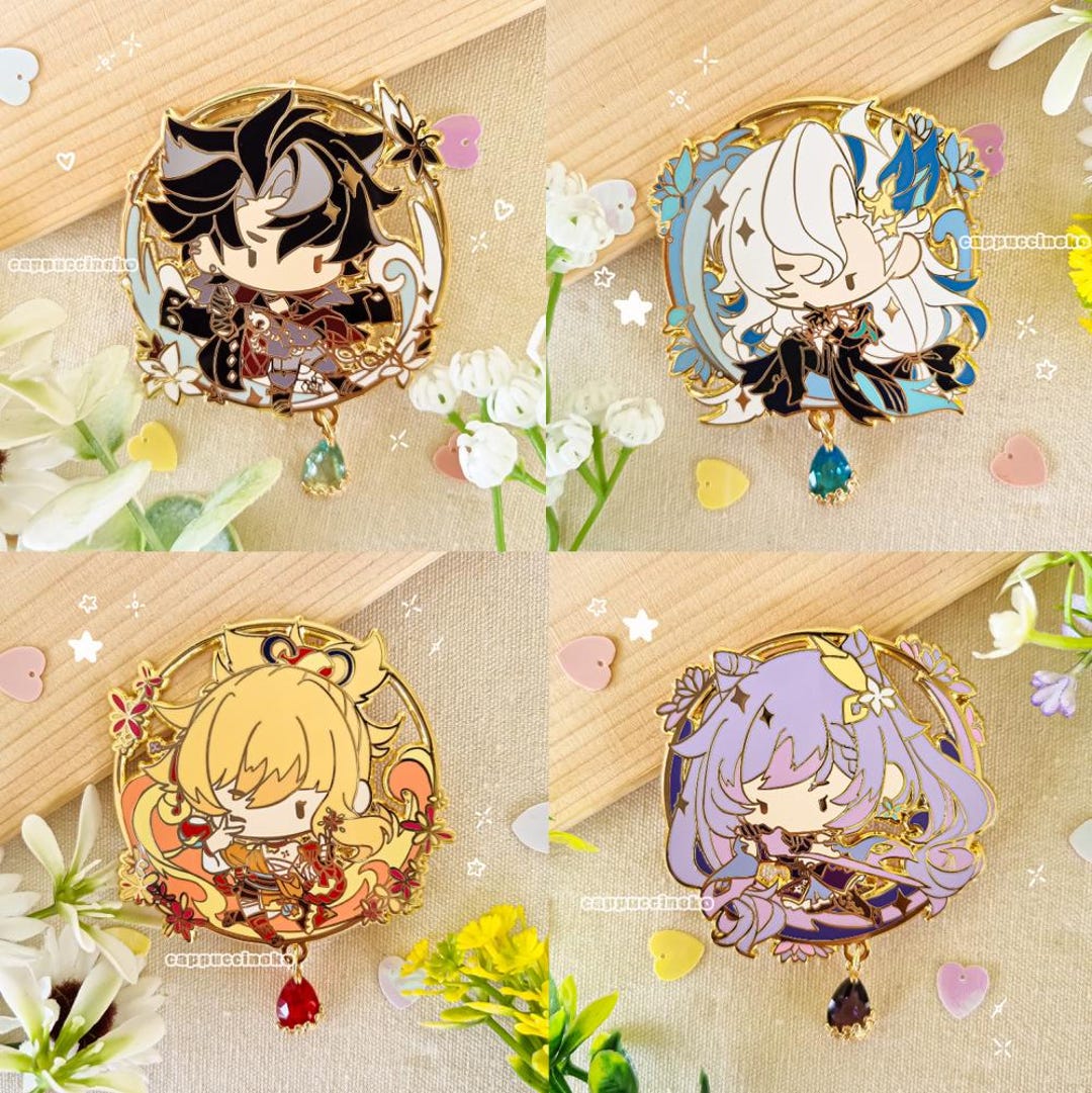Genshin Impact Enamel Pin wrio, Neuvi, Yoimiya, Keqing - Etsy