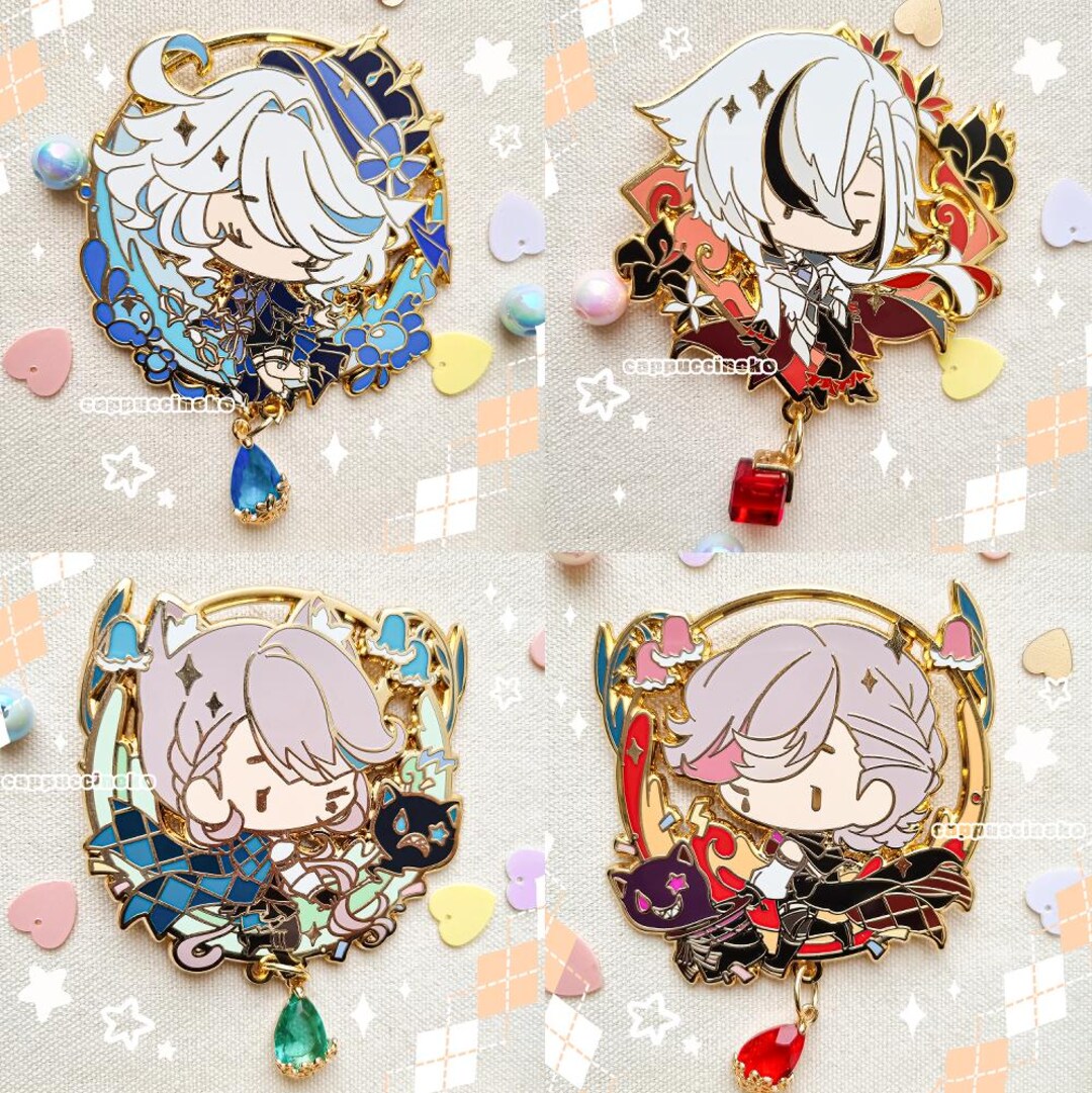 Genshin Impact Enamel Pin (furina, Lyney, Lynette, Arlecchino) - Etsy