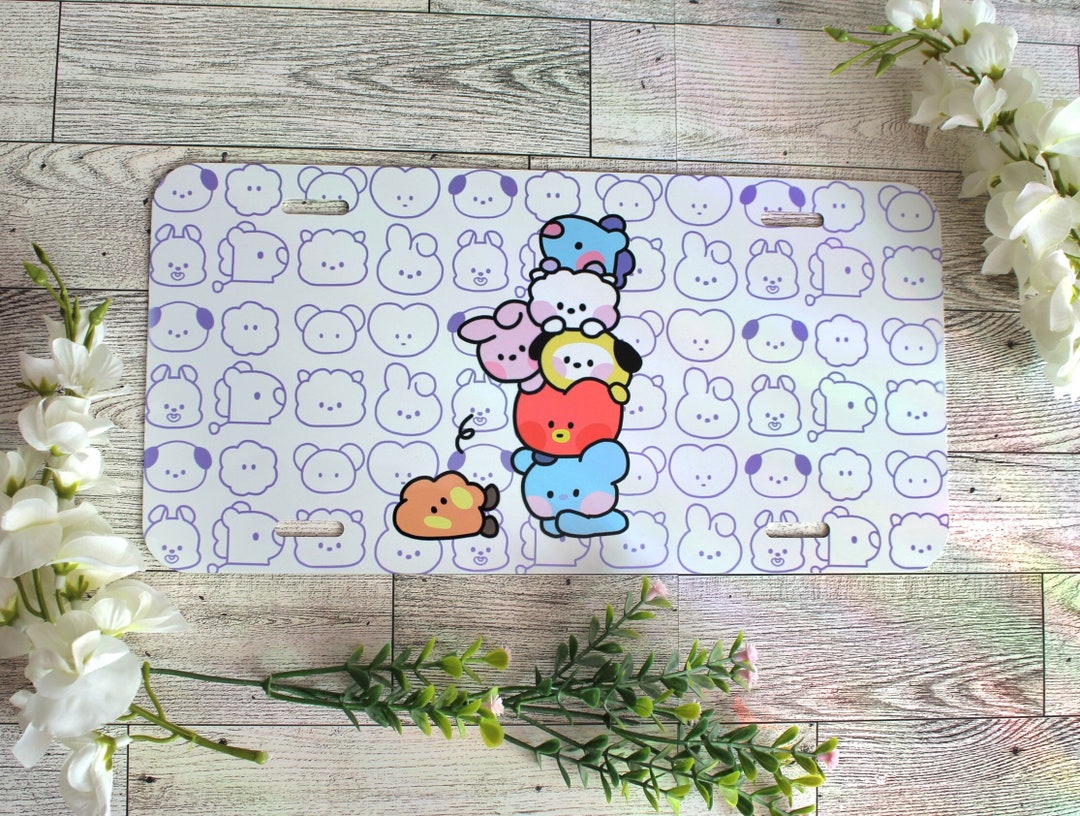 BTS Kpop BT21 Vanity License Plate Tag for Car - Etsy