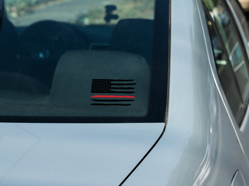 American Flag Decal With Thin Red/blue Line - Patriotic Vinyl Sticker ...