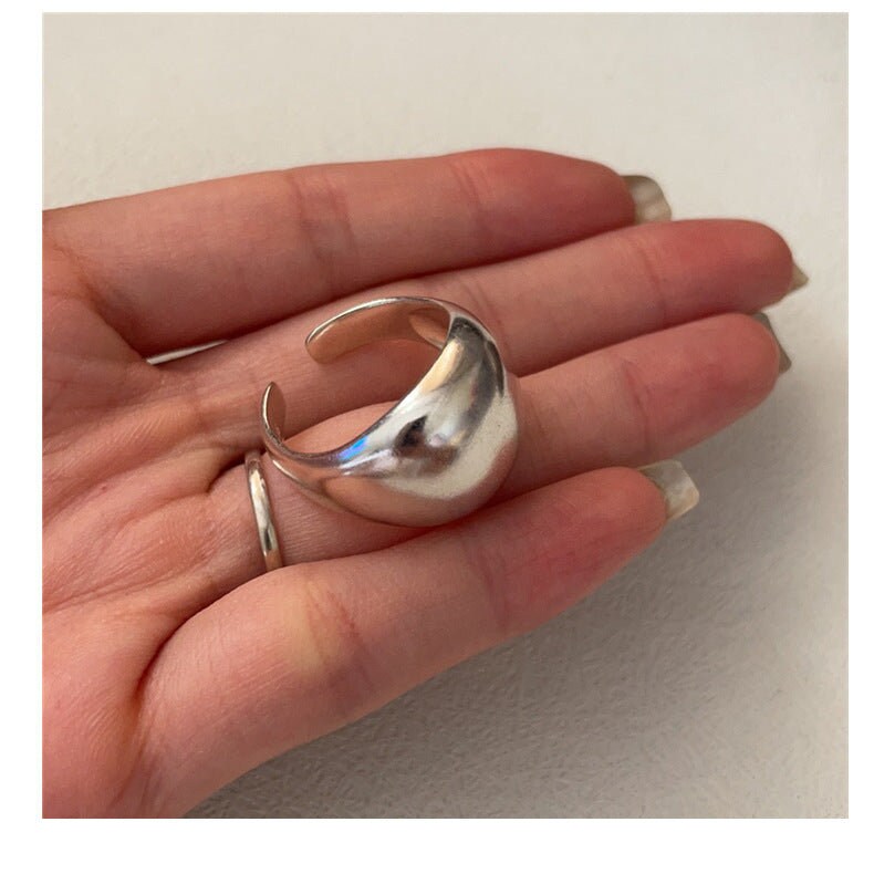 Sterling Silver Chunky Dome Adjustable Open Cuff Ring Retro Statement ...