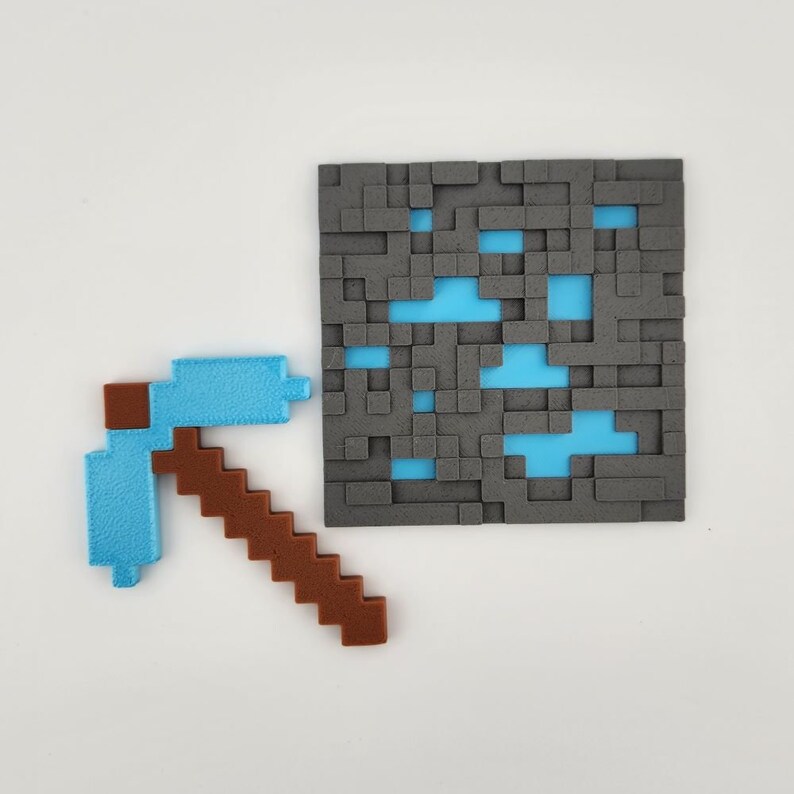 Textured Ore Block Panel With Pickaxe Stand Inspired by - Etsy
