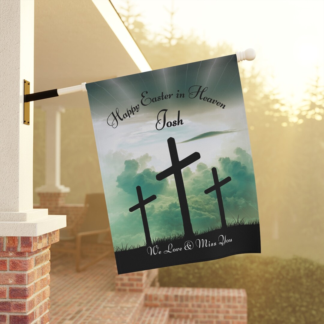 Easter in Heaven Personalized Memorial Garden Flag, Custom Cemetery ...