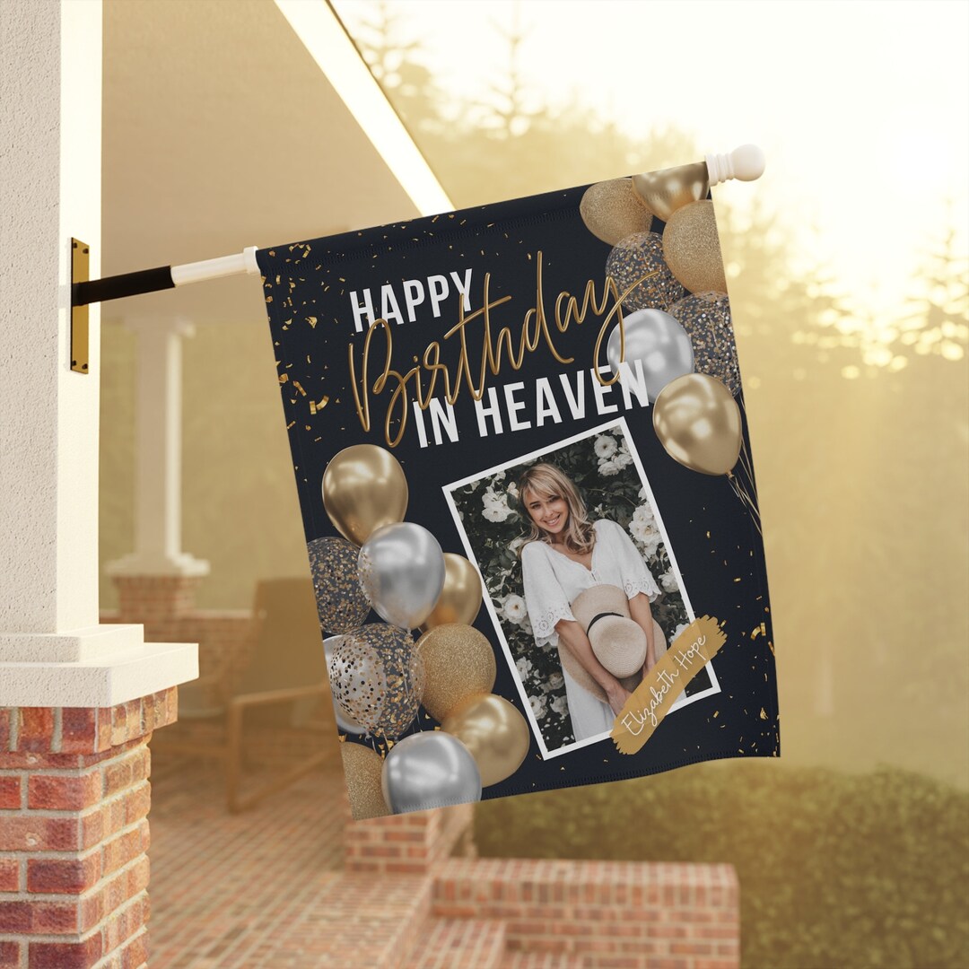Happy Birthday in Heaven Personalized Memorial Garden Flag, Loss of ...