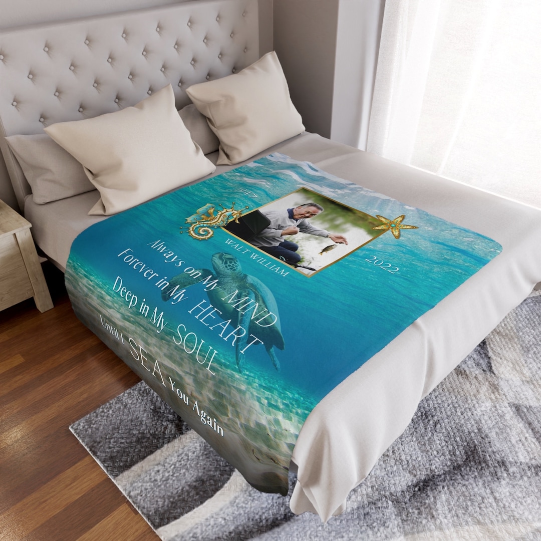 Personalized Memorial Photo Blanket, Under the Sea Throw Blanket, Loss ...