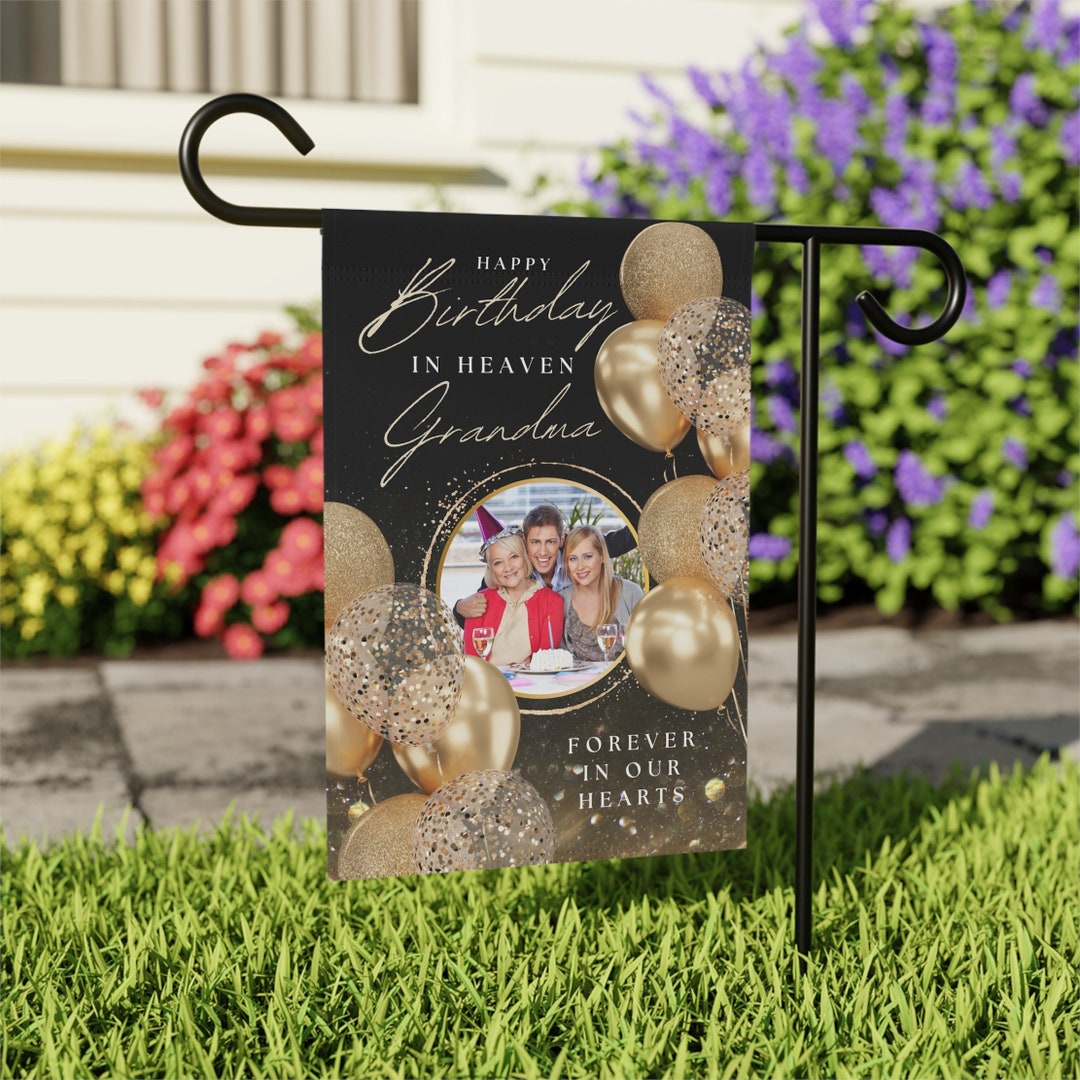 Happy Birthday in Heaven Personalized Memorial Garden Flag, Custom ...