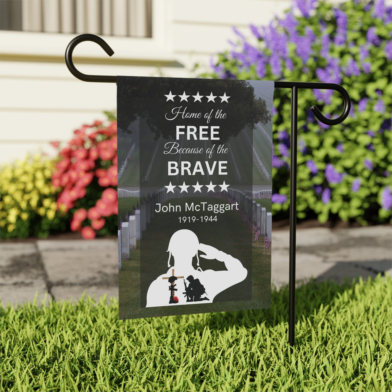 Personalized Memorial Day Garden Flag, Custom Home of the Free Because ...