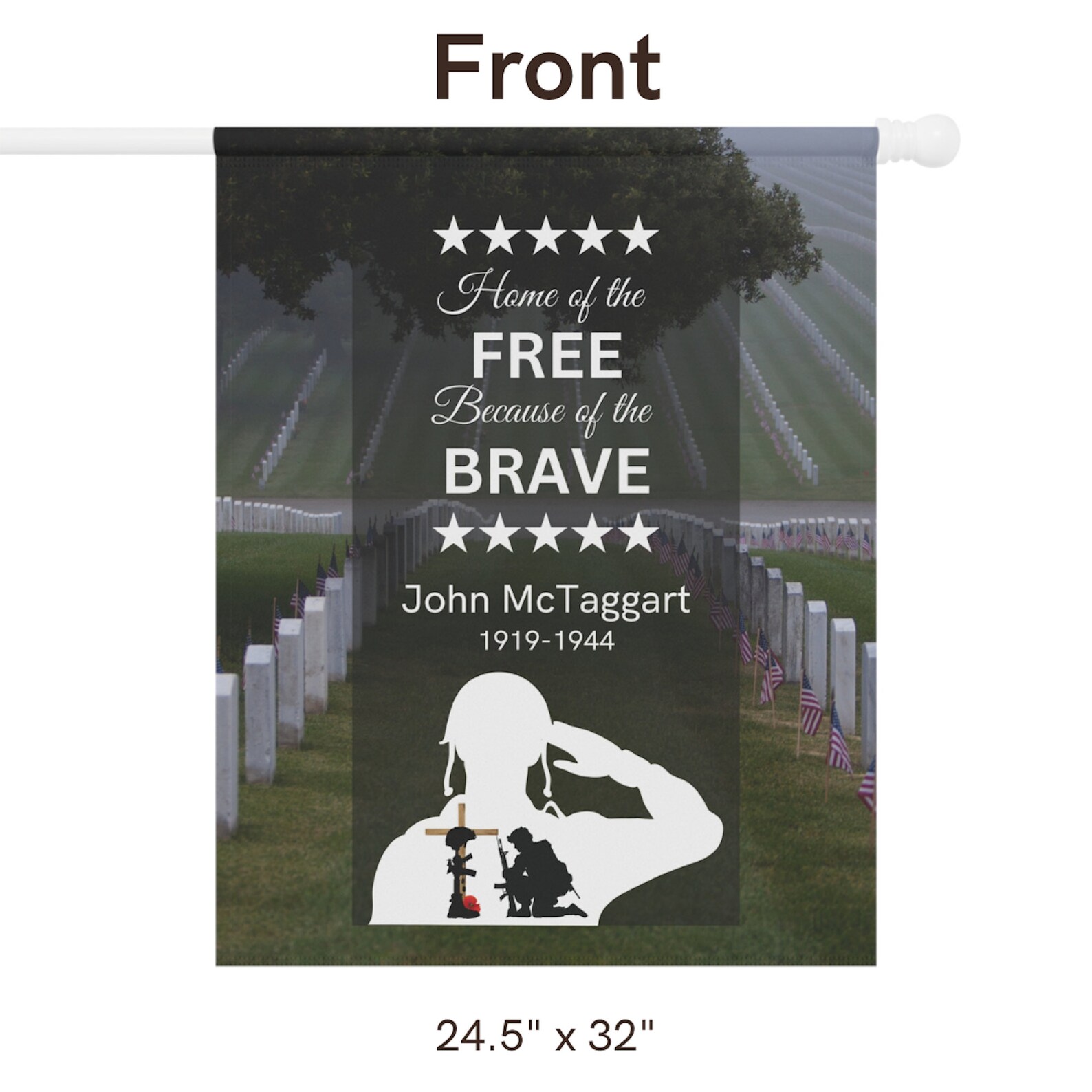 Personalized Memorial Day Garden Flag, Custom Home of the Free Because ...