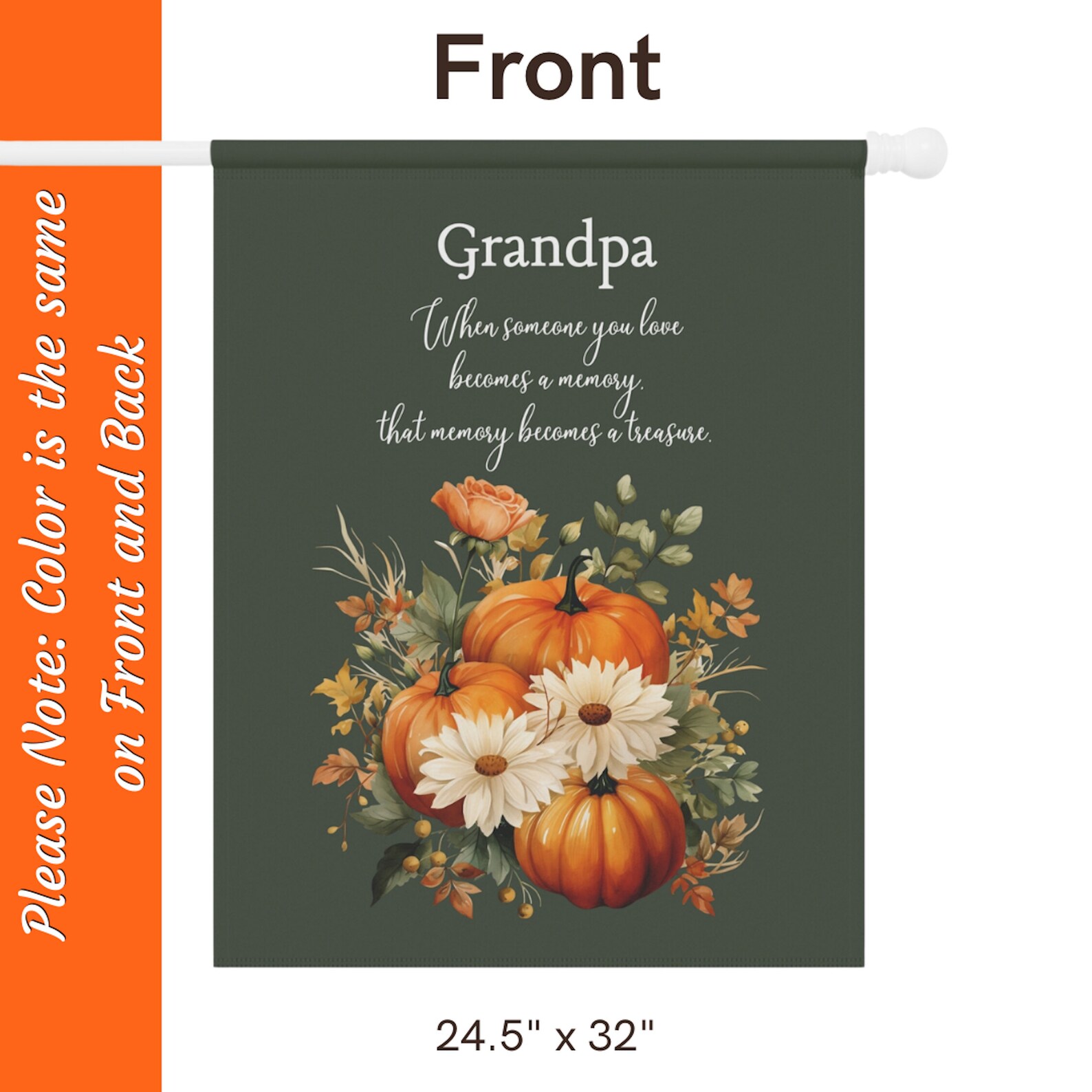 Personalized Memorial Garden Flag, Outdoor Pumpkin Fall Decor, Custom ...