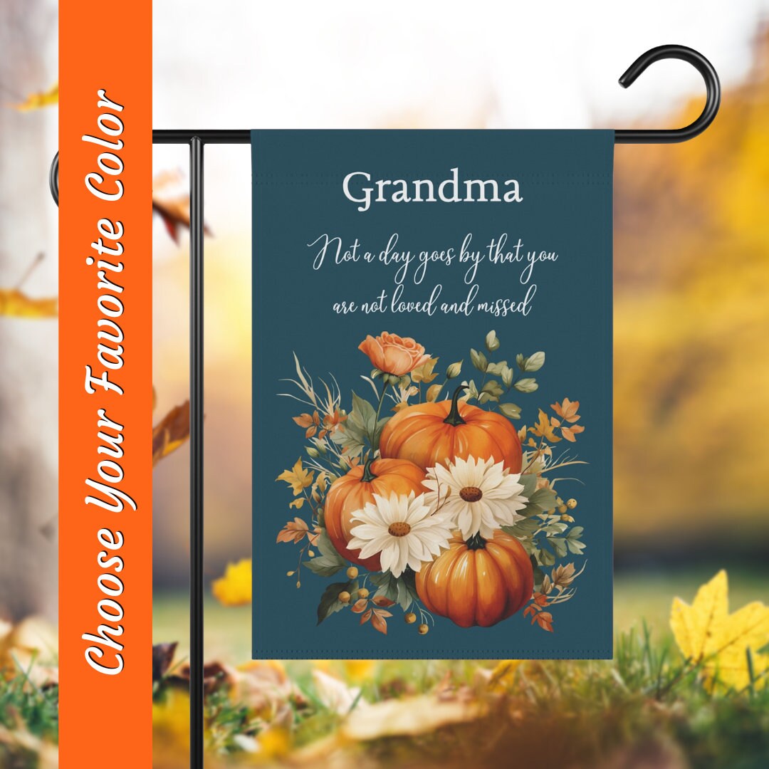Personalized Memorial Garden Flag, Outdoor Pumpkin Fall Decor, Custom ...