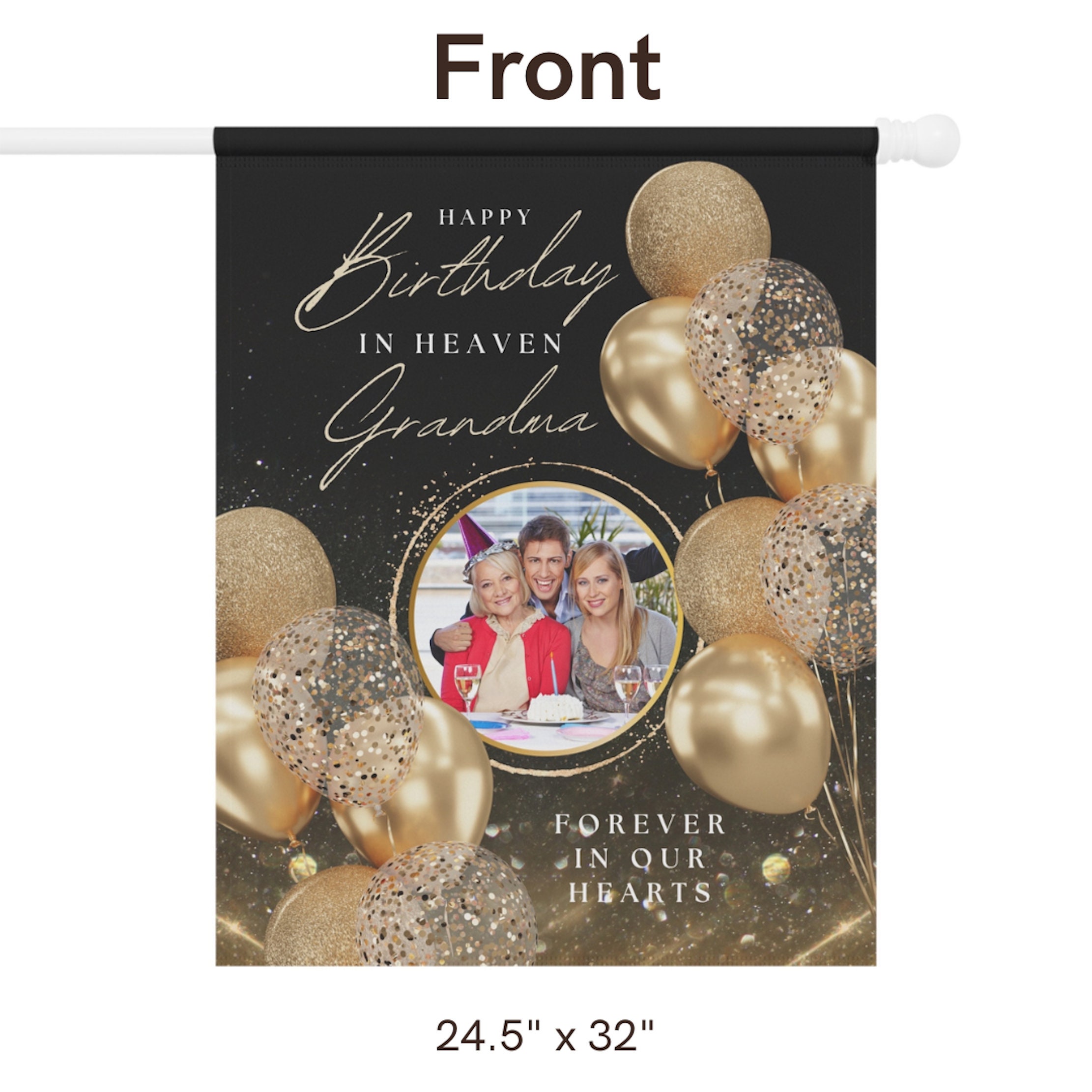 Happy Birthday in Heaven Personalized Memorial Garden Flag, Custom ...