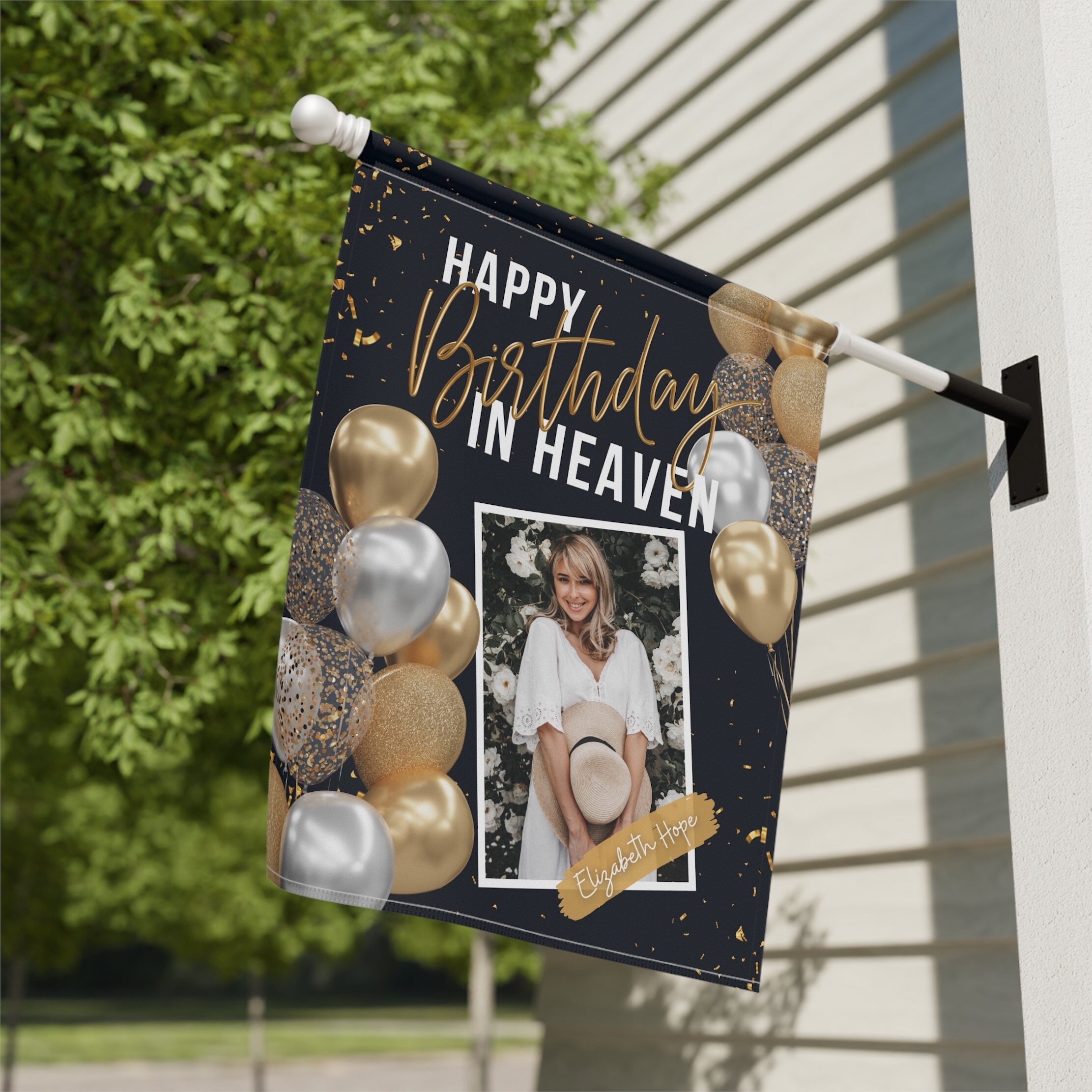 Happy Birthday in Heaven Personalized Memorial Garden Flag, Loss of ...