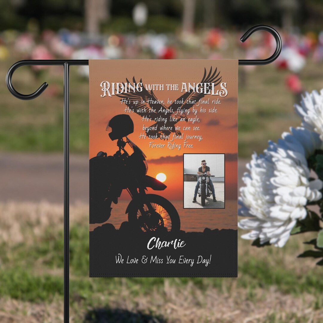 Riding With the Angels Custom Cemetery Flag, Loss of Dad Remembrance ...