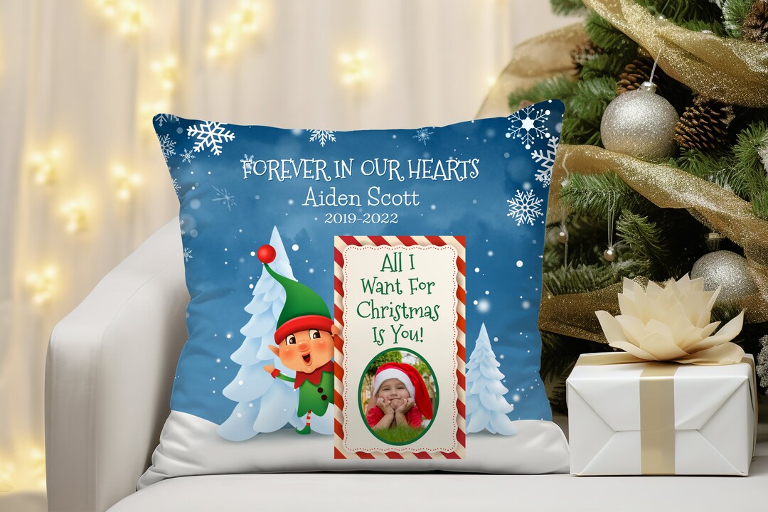 Personalized Christmas Elf Memorial Pillow, Loss of Son Sympathy Gift ...