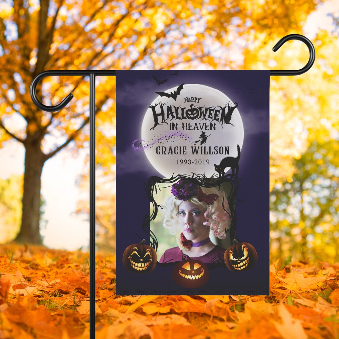 Happy Halloween in Heaven Personalized Memorial Garden Flag, Custom ...