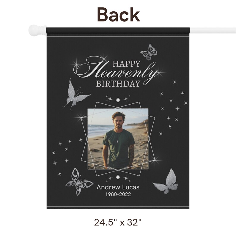 Happy Heavenly Birthday Custom Cemetery Flag, Personalized Memorial ...