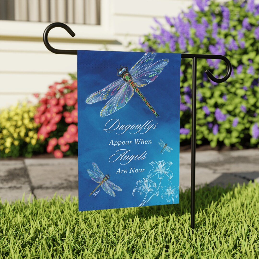 Dragonflies Appear When Angels Are Near Custom Cemetery Flag ...