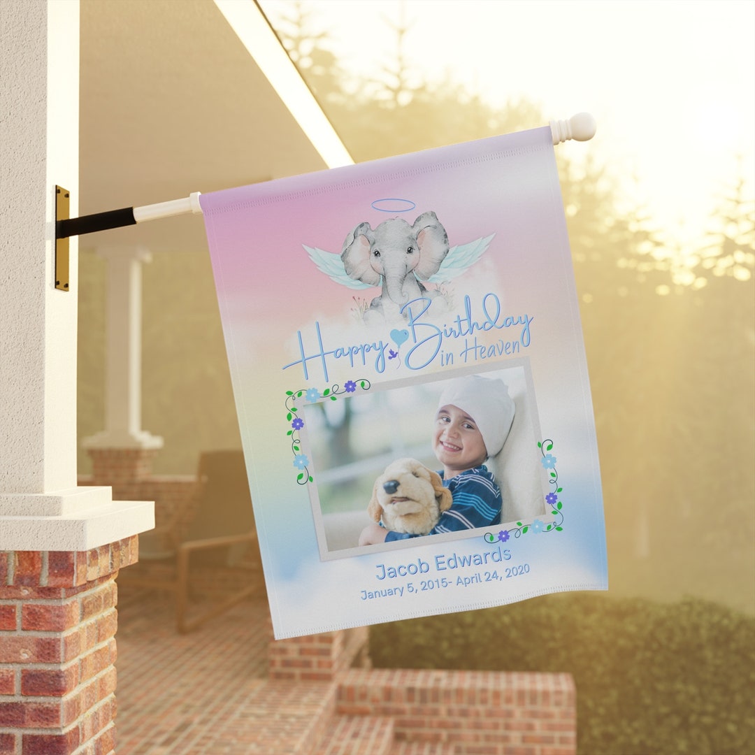 Happy Birthday in Heaven Custom Cemetery Flag, Personalized Memorial ...