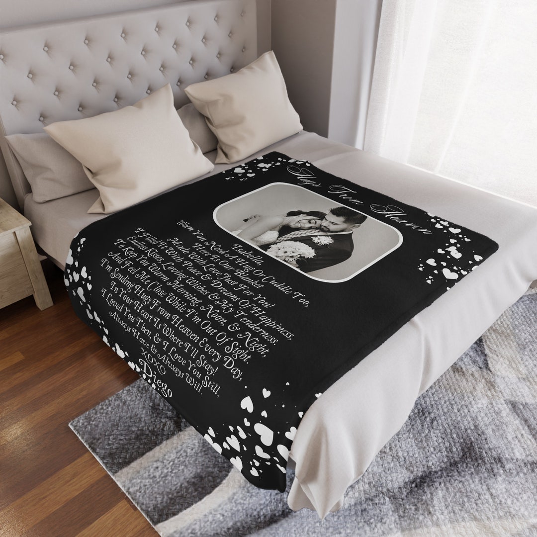 Personalized Photo Memorial Blanket, Loss of Loved One, Hugs From ...