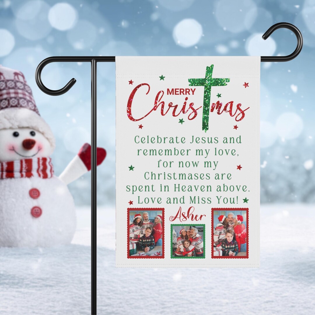 Merry Christmas in Heaven Personalized Memorial Garden Flag, Custom ...