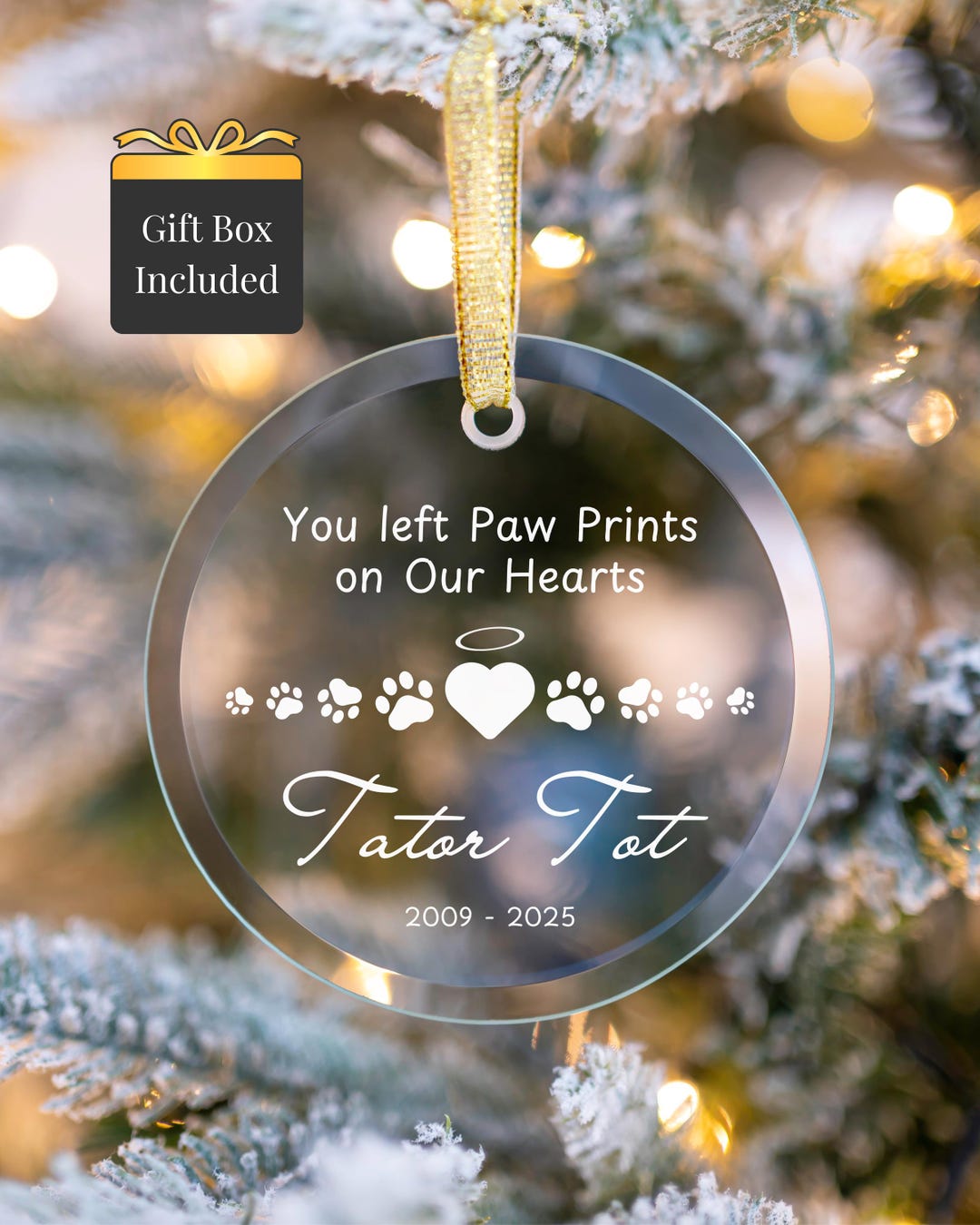 Personalized Pet Memorial Glass Ornament – Custom Dog or Cat ...