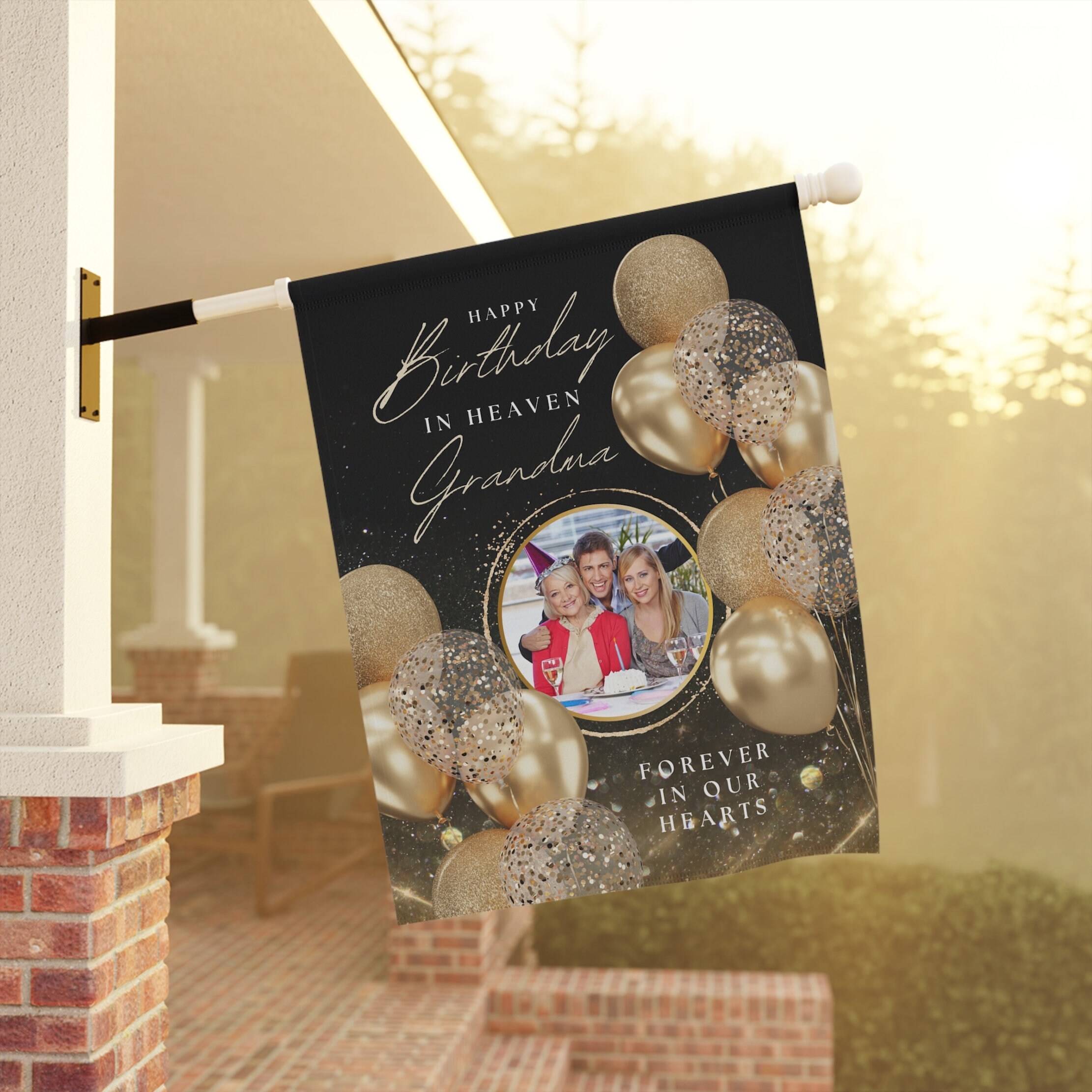Happy Birthday in Heaven Personalized Memorial Garden Flag, Custom ...