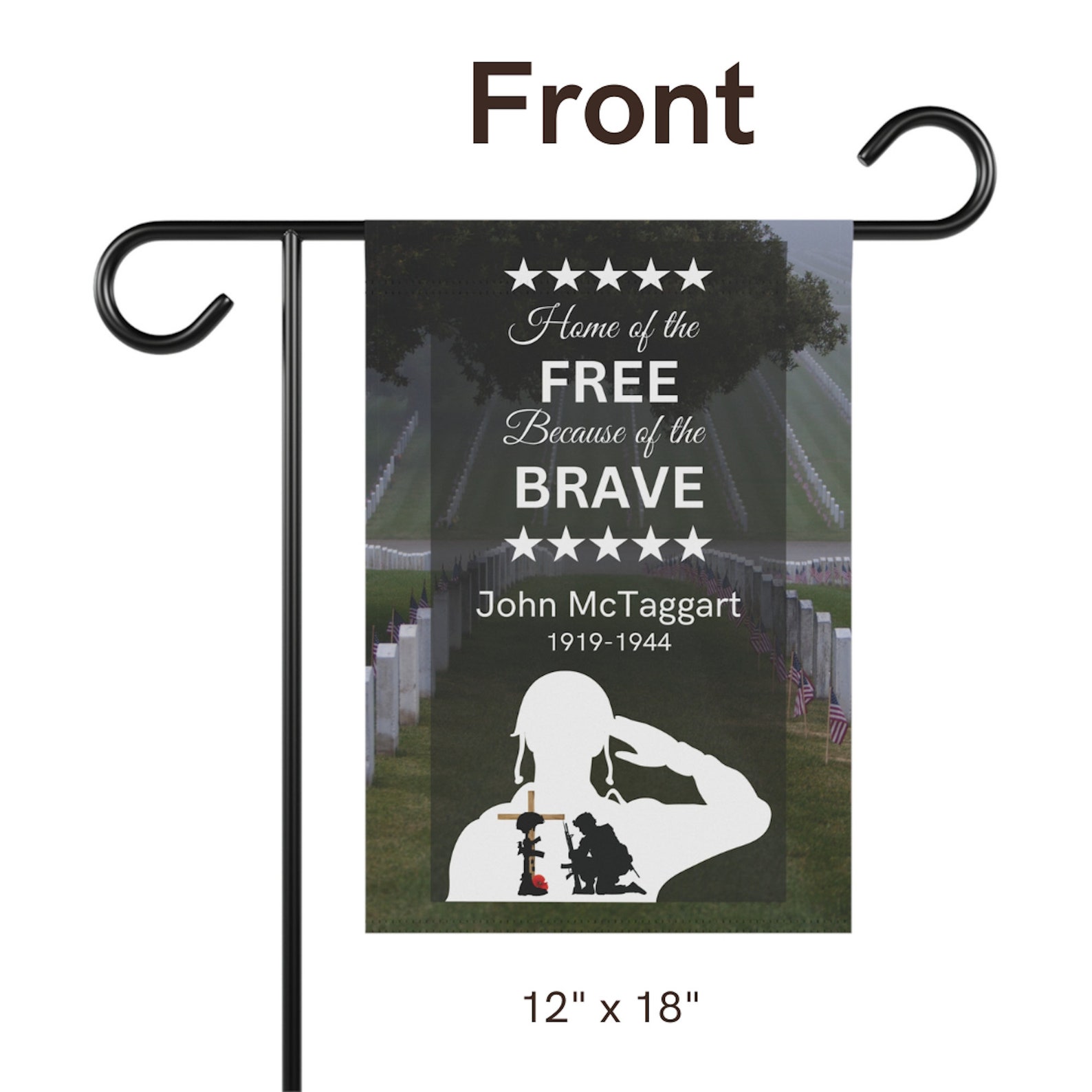 Personalized Memorial Day Garden Flag, Custom Home of the Free Because ...