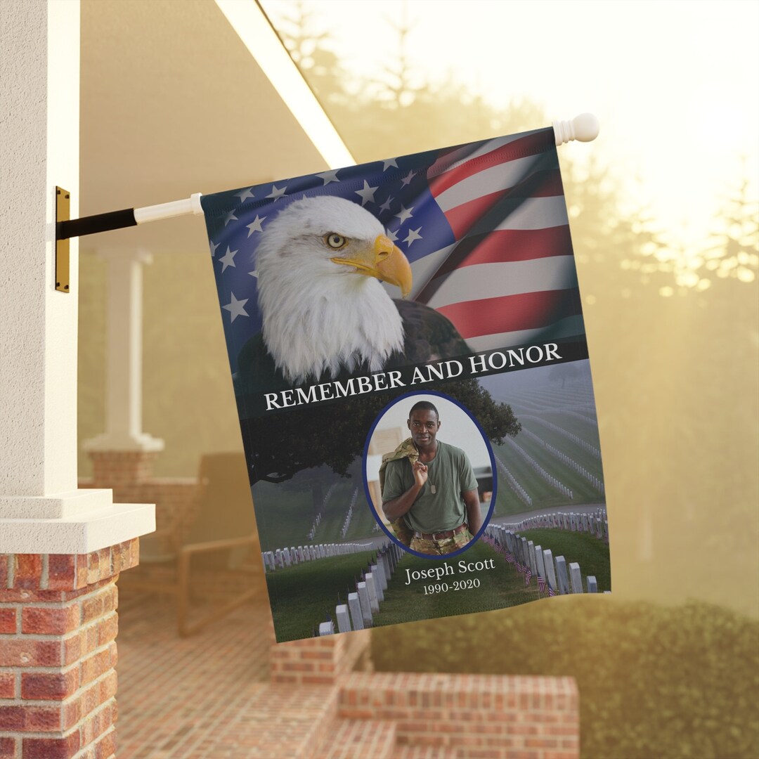 Personalized Memorial Day Photo Garden Flag, Custom Remember and Honor ...