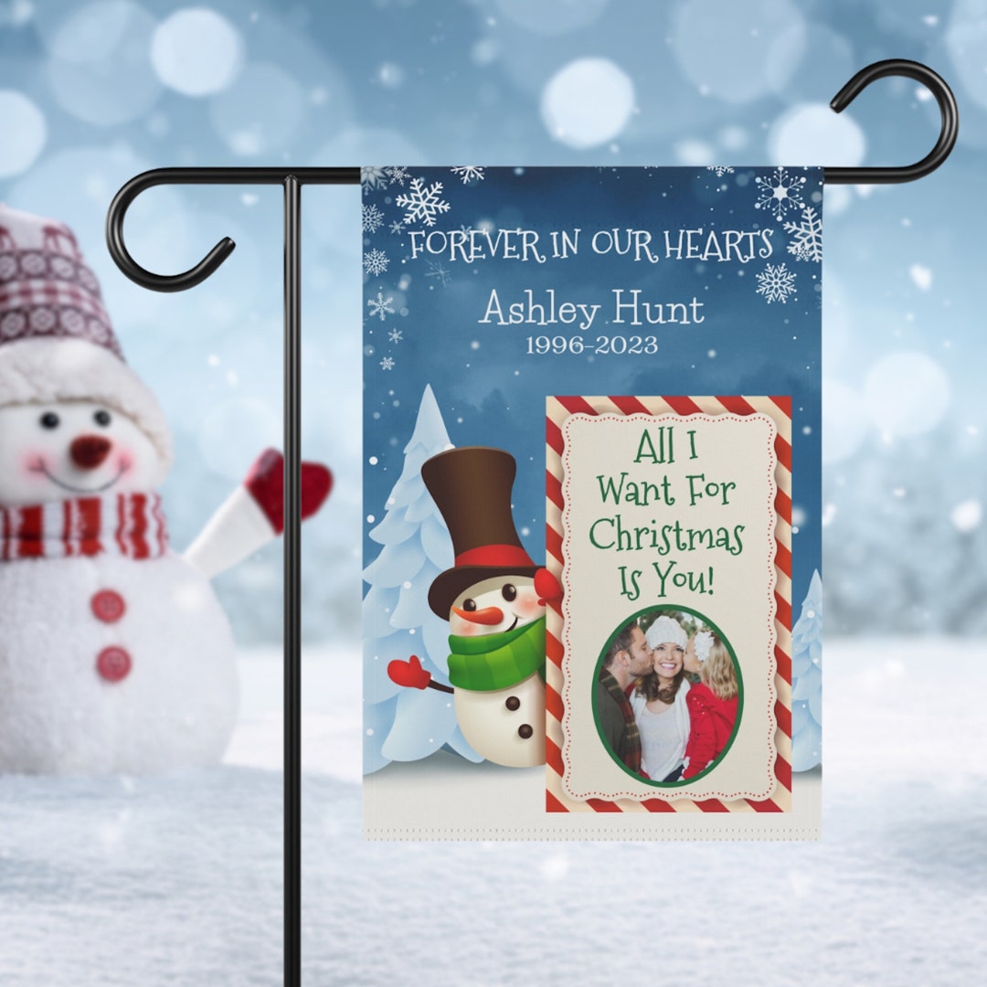 Personalized Christmas Snowman Memorial Garden Flag, Custom Cemetery ...