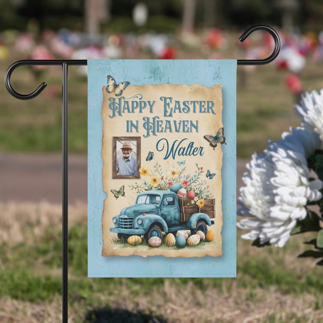 Happy Easter in Heaven Personalized Memorial Garden Flag, Vintage Style ...