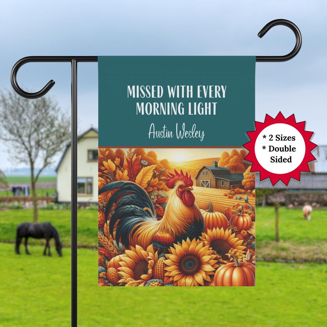 Personalized Fall Rooster Memorial Garden Flag, County Farmhouse Decor ...