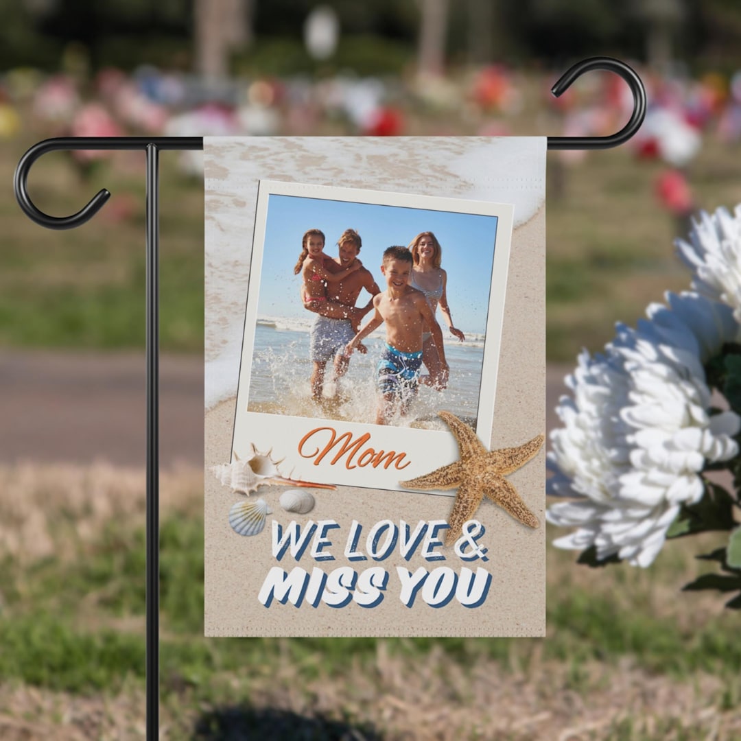 Personalized Beach Memorial Garden Flag, Custom Summer Photo Cemetery ...