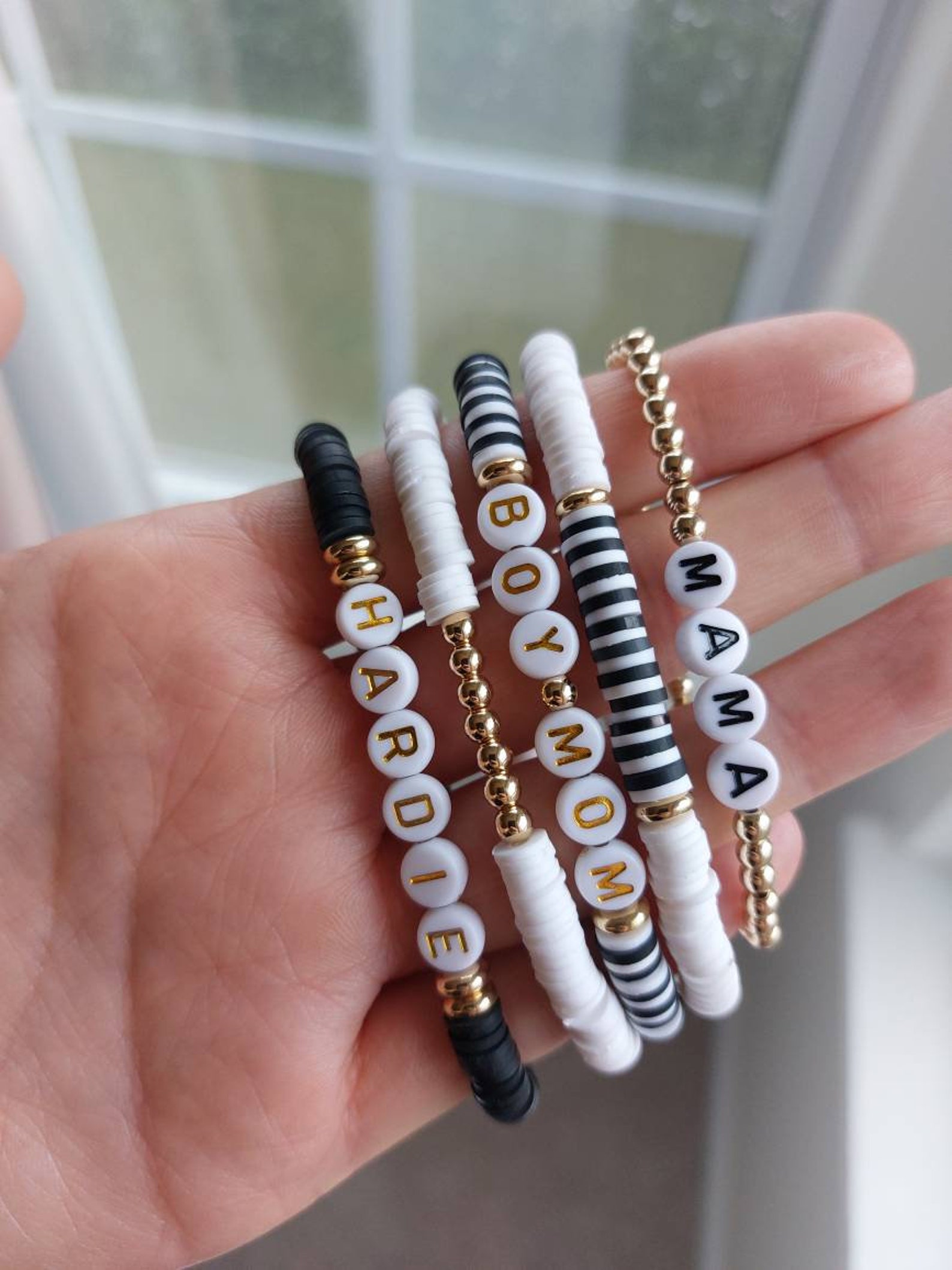 Name Bracelet, Custom Word Bracelet With Gold Details, Personalized ...