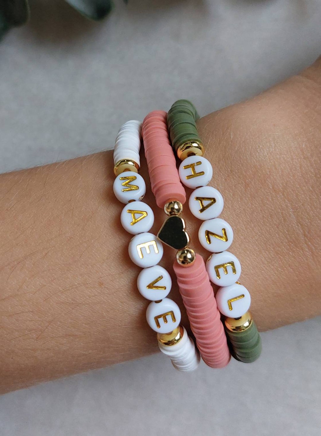 Name Bracelet, Custom Word Bracelet With Gold Details, Personalized ...
