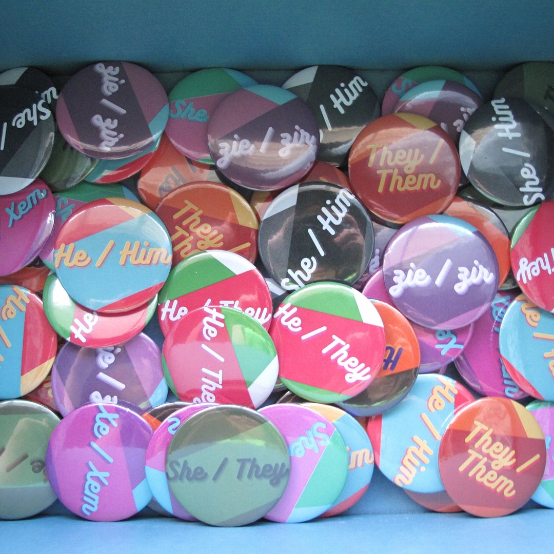 Colourful Pronoun Pins 2SLGBTQIA Pronoun Buttons, Neo Pronouns - Etsy ...