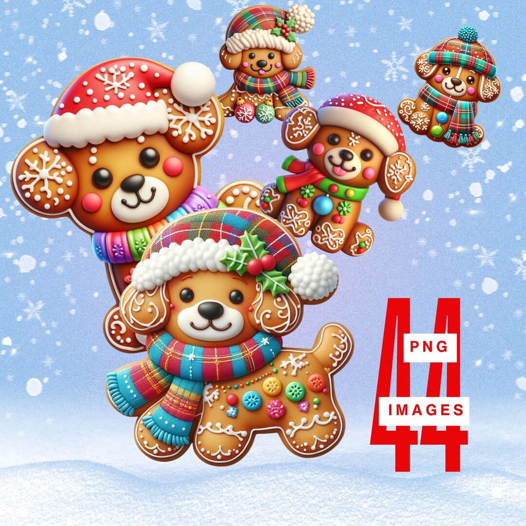 Gingerbread Dog PNG, Christmas Clipart, Holiday Cookie Graphics ...