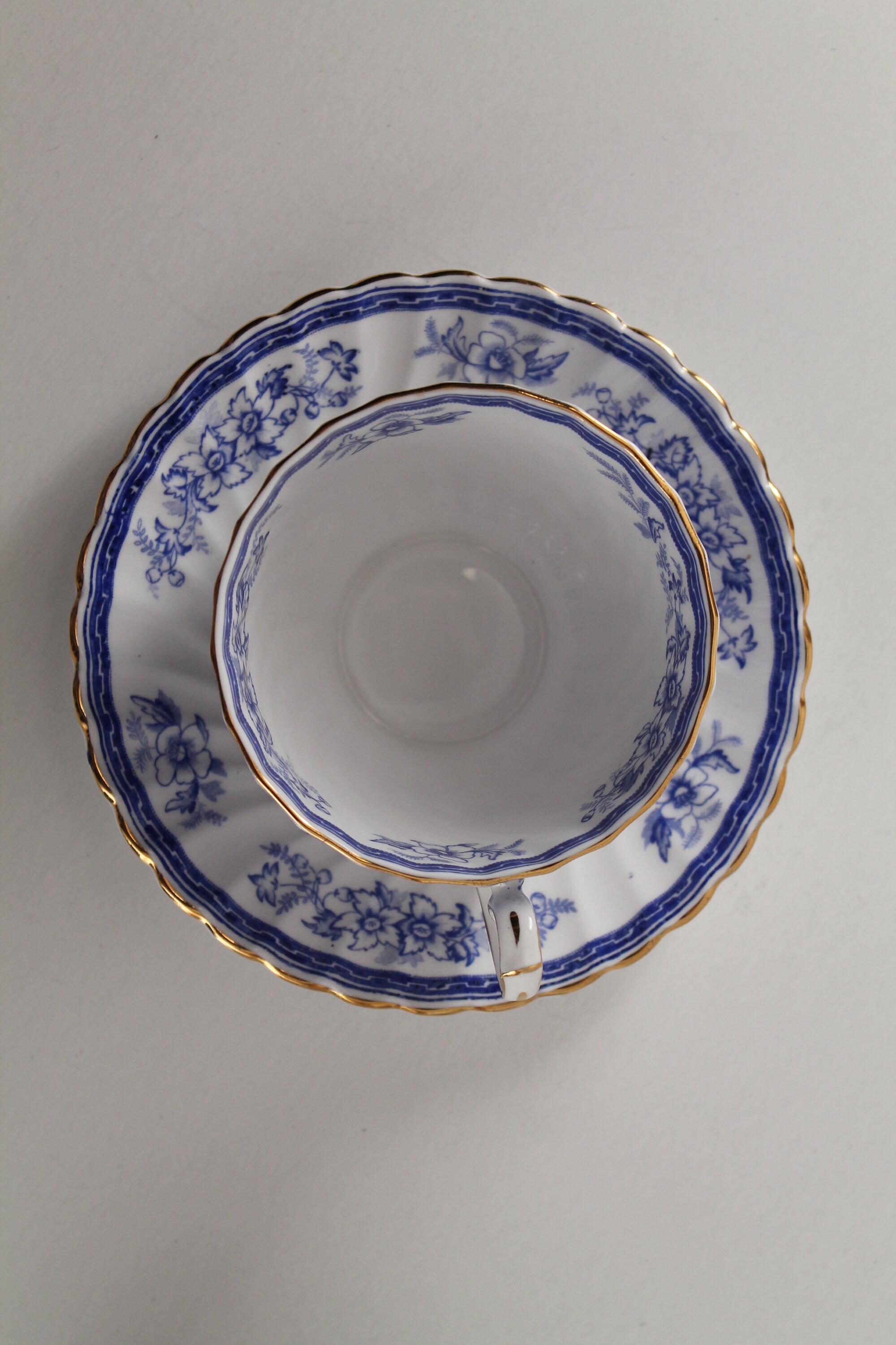 Gladstone Blue Rhapsody Teacup Blue Floral Eastern Asian English Bone ...