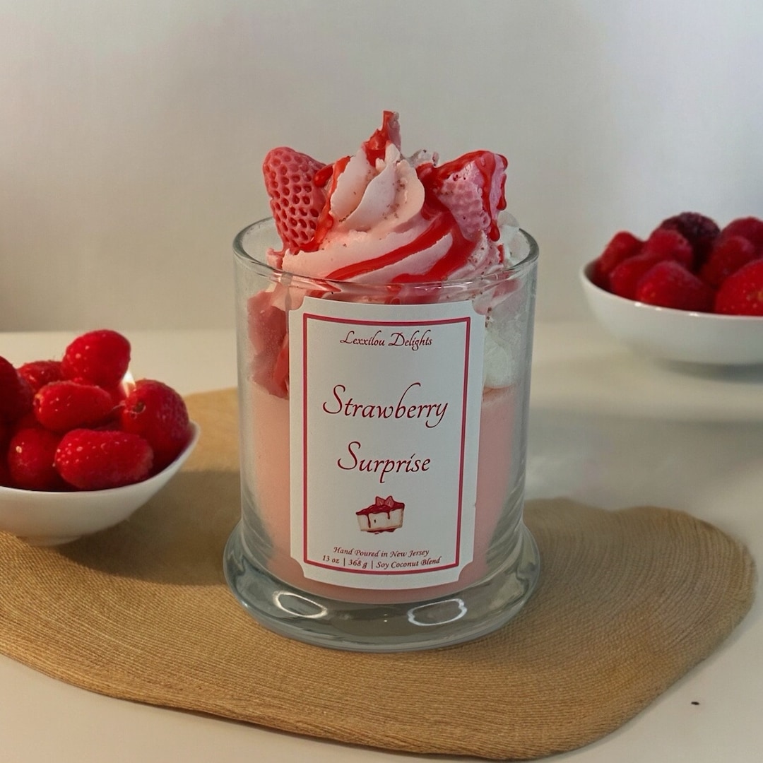 Strawberry Cheesecake Candle Dessert Candle Strawberry Shortcake Candle ...