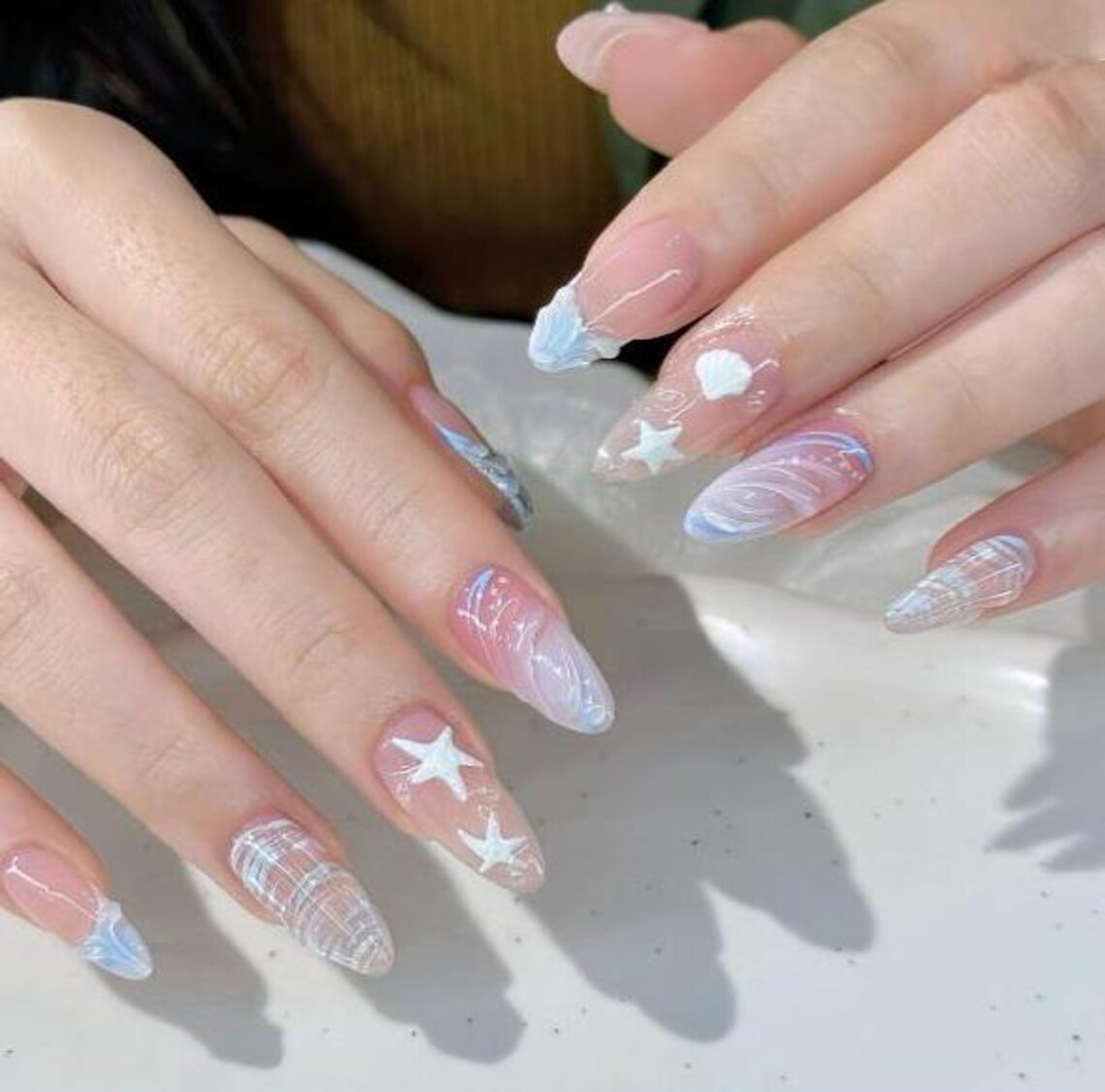 Summer Nails, Ocean Nails, 3D Gel Nails, Holiday Nails, Shell Nails ...