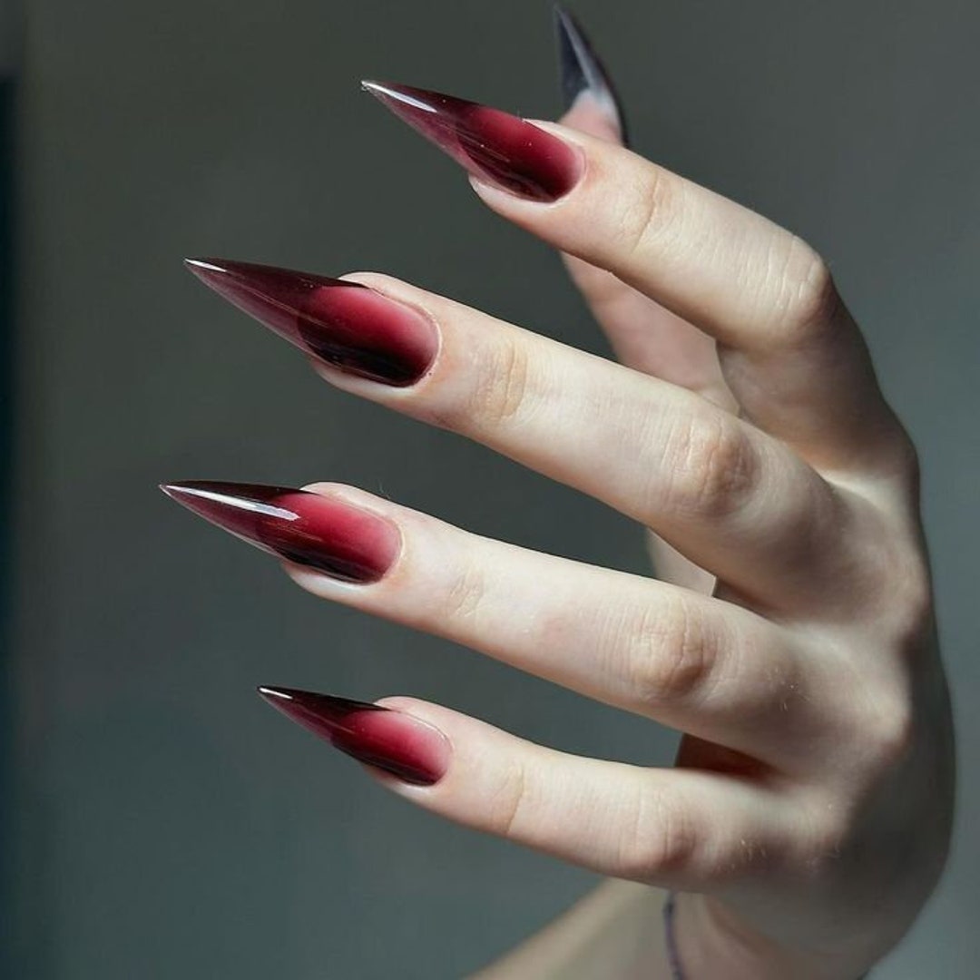 Red Ombre Nails, Blood Nails, Halloween Nails, Long Nails, Stiletto ...