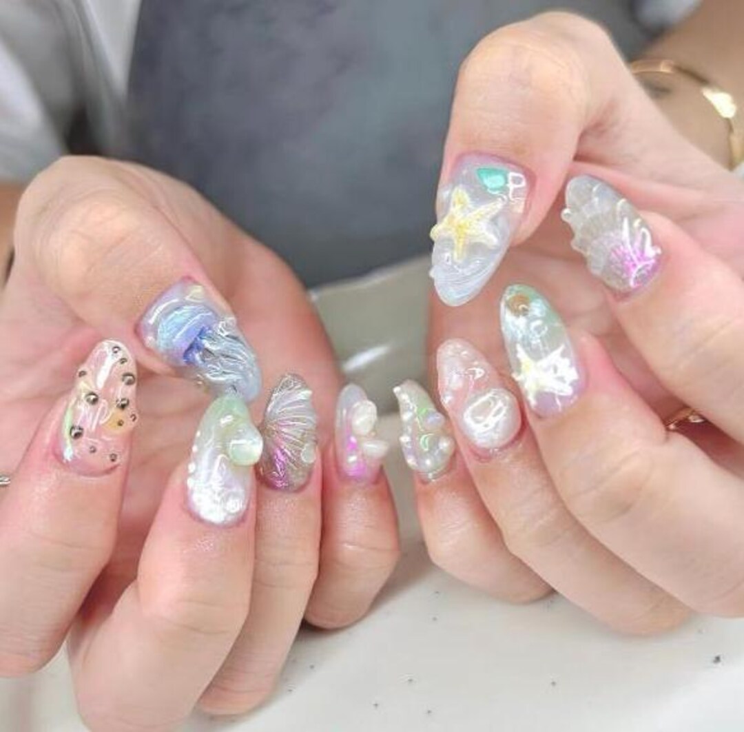 Marine Creatures Nails, Mermaid Nails, Ocean Nails, Octopus Nails ...