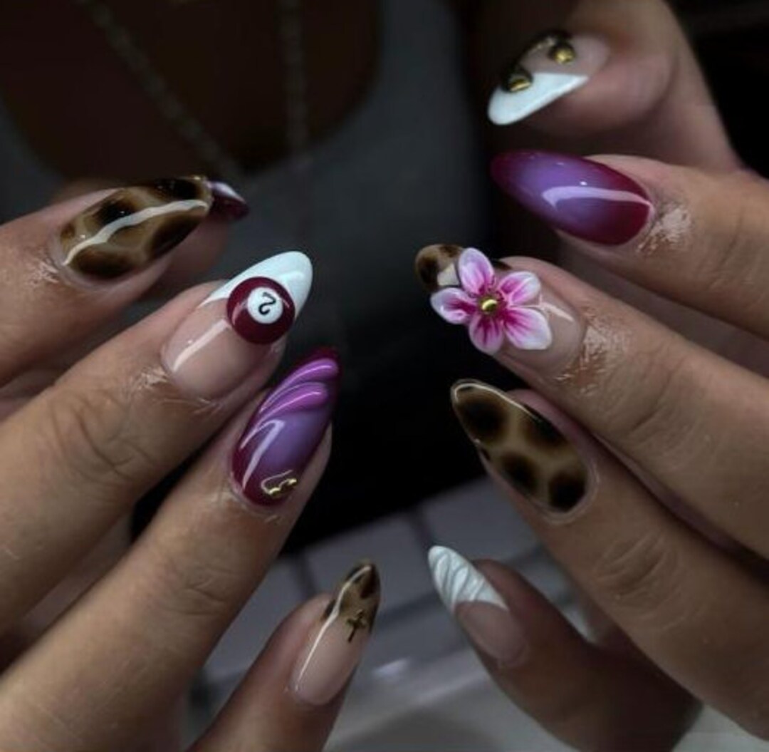 Eight Number Nails, Bida Nails, Almond Nails, Orchid Nails, Floral ...