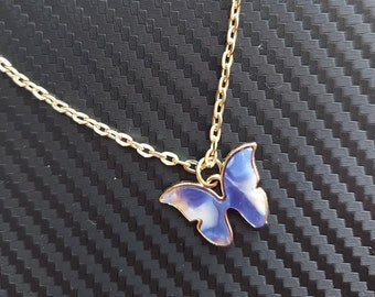 BUTTERFLY CHAIN NECKLACE Butterfly Choker Bling Iced Butterfly Necklace ...